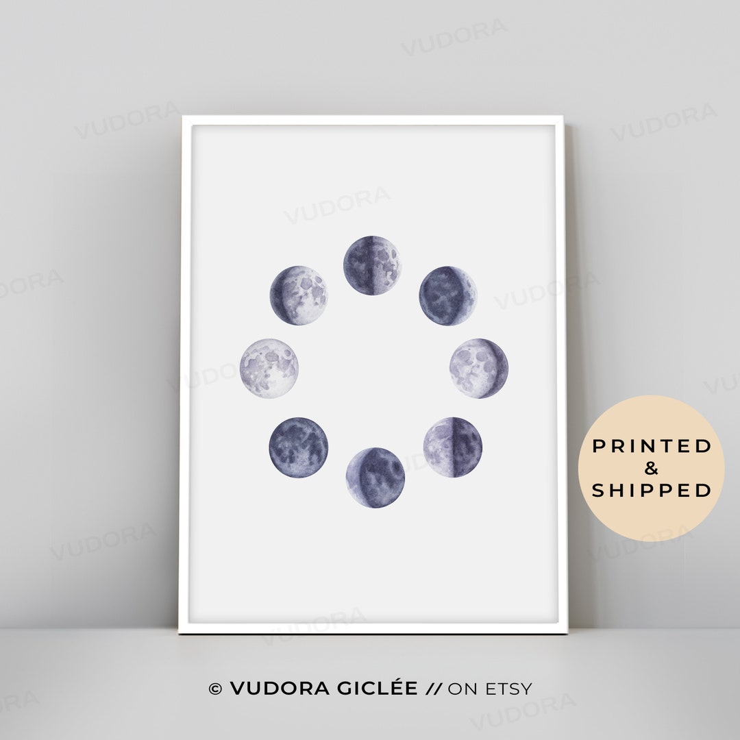 Moon Phases Digital Download, Blue Phases of the Moon Printable, Moon ...