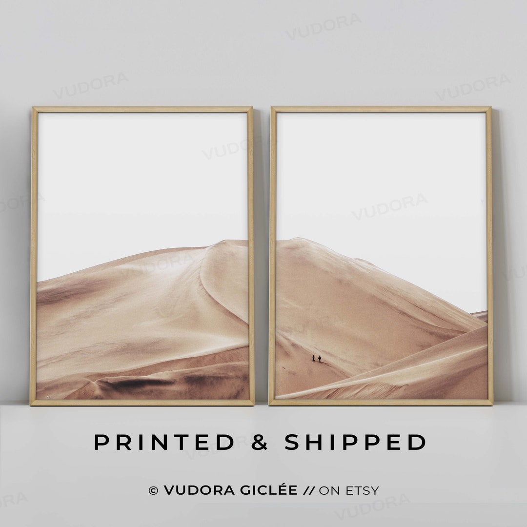 Beige Coastal Boho Decor, Sand Poster, Beach, Sand Dunes Print, Set of ...