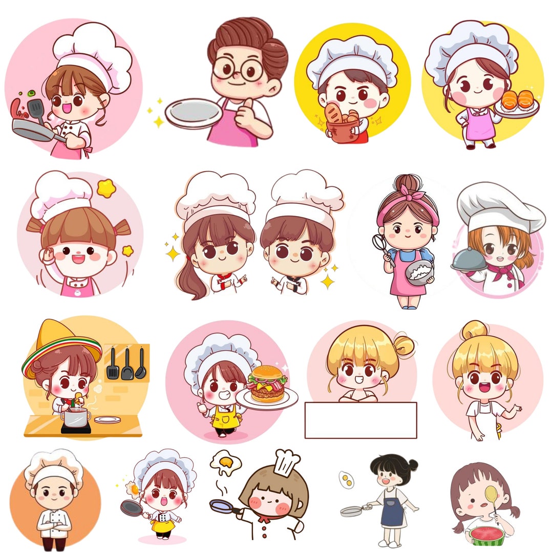 Cooking Sticker Sheet I Cute Chef I Cute Sticker I Cute Mixed Colors ...