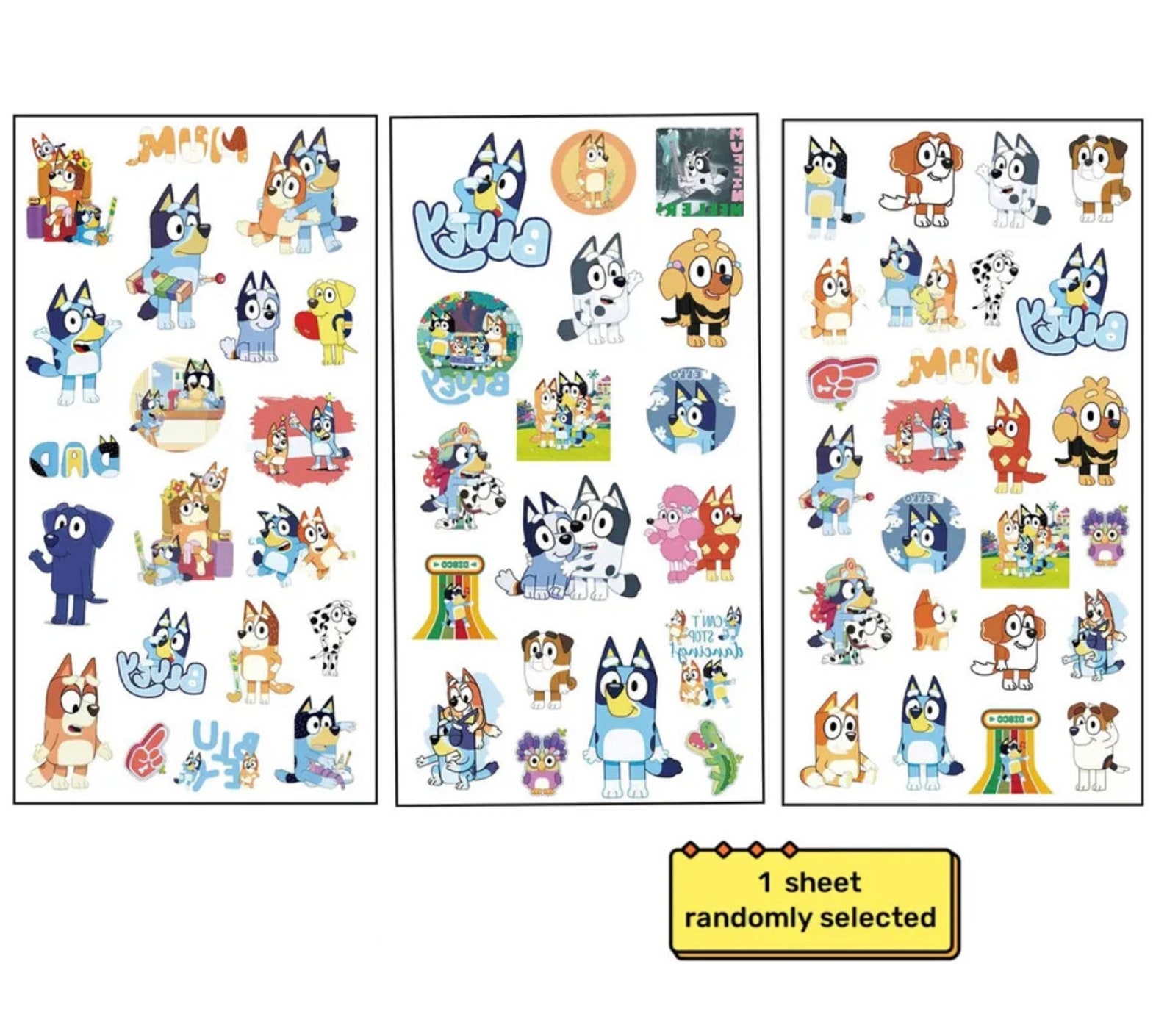 Bluey Bingo Kids Temporary Tatoo Stickers Birthday Party Favors Goodie ...