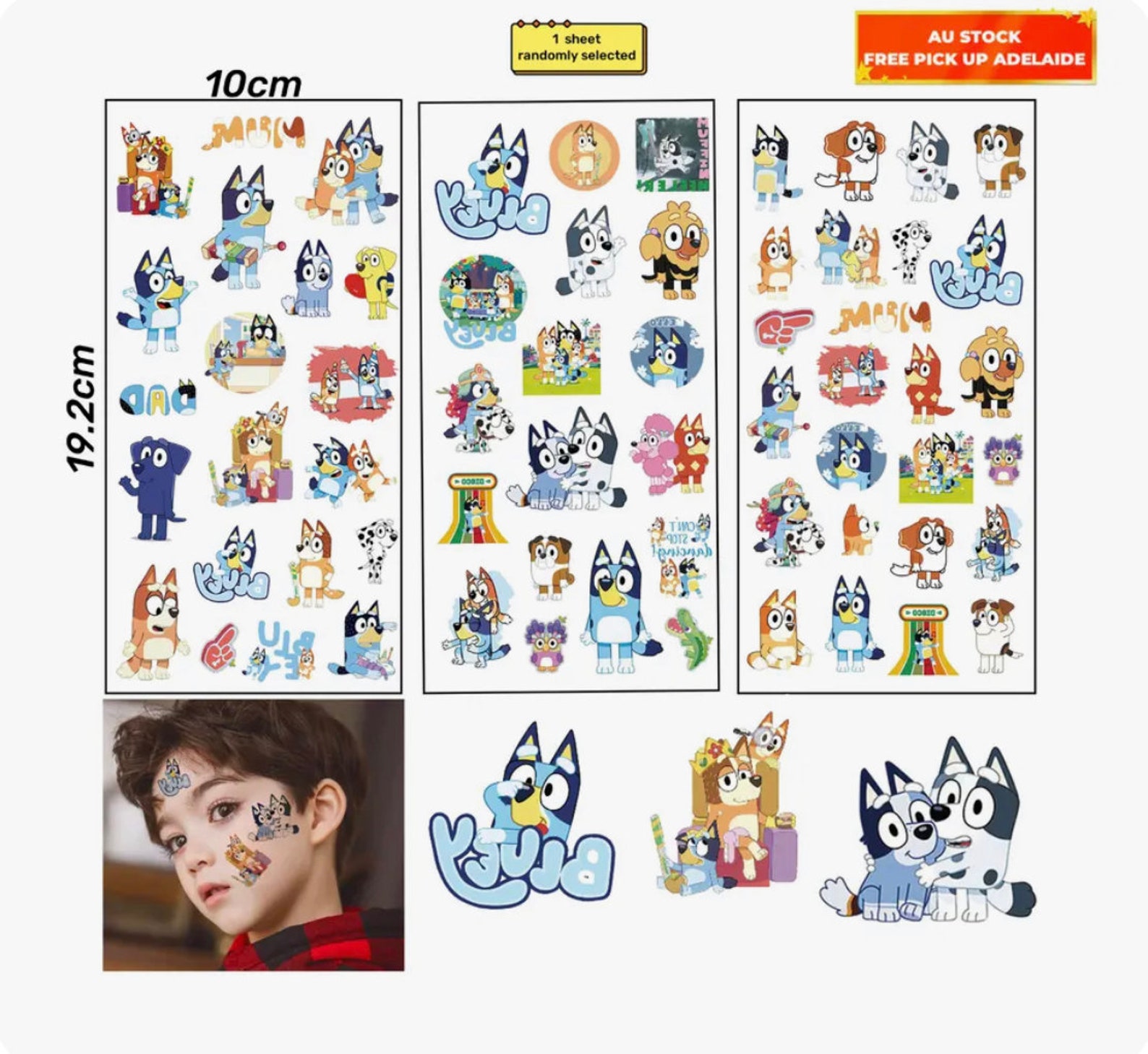 Bluey Bingo Kids Temporary Tatoo Stickers Birthday Party Favors Goodie ...