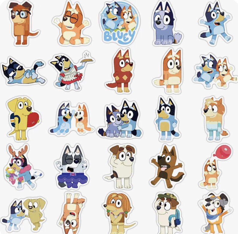 50pcs Bluey & Bingo Animated TV Sticker Gift Party - Etsy Australia