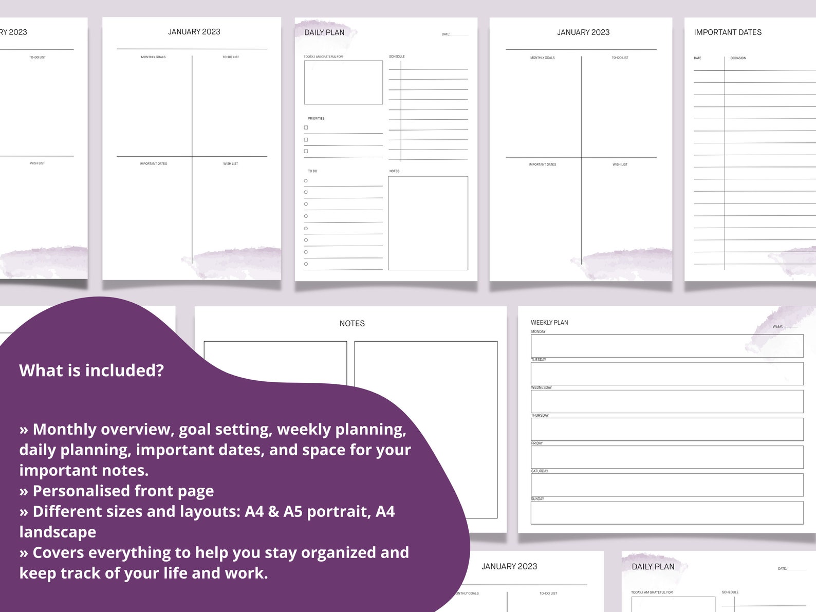 Digital Planner 2022 2023 2024 Fillable and Printable PDF Planner - Etsy
