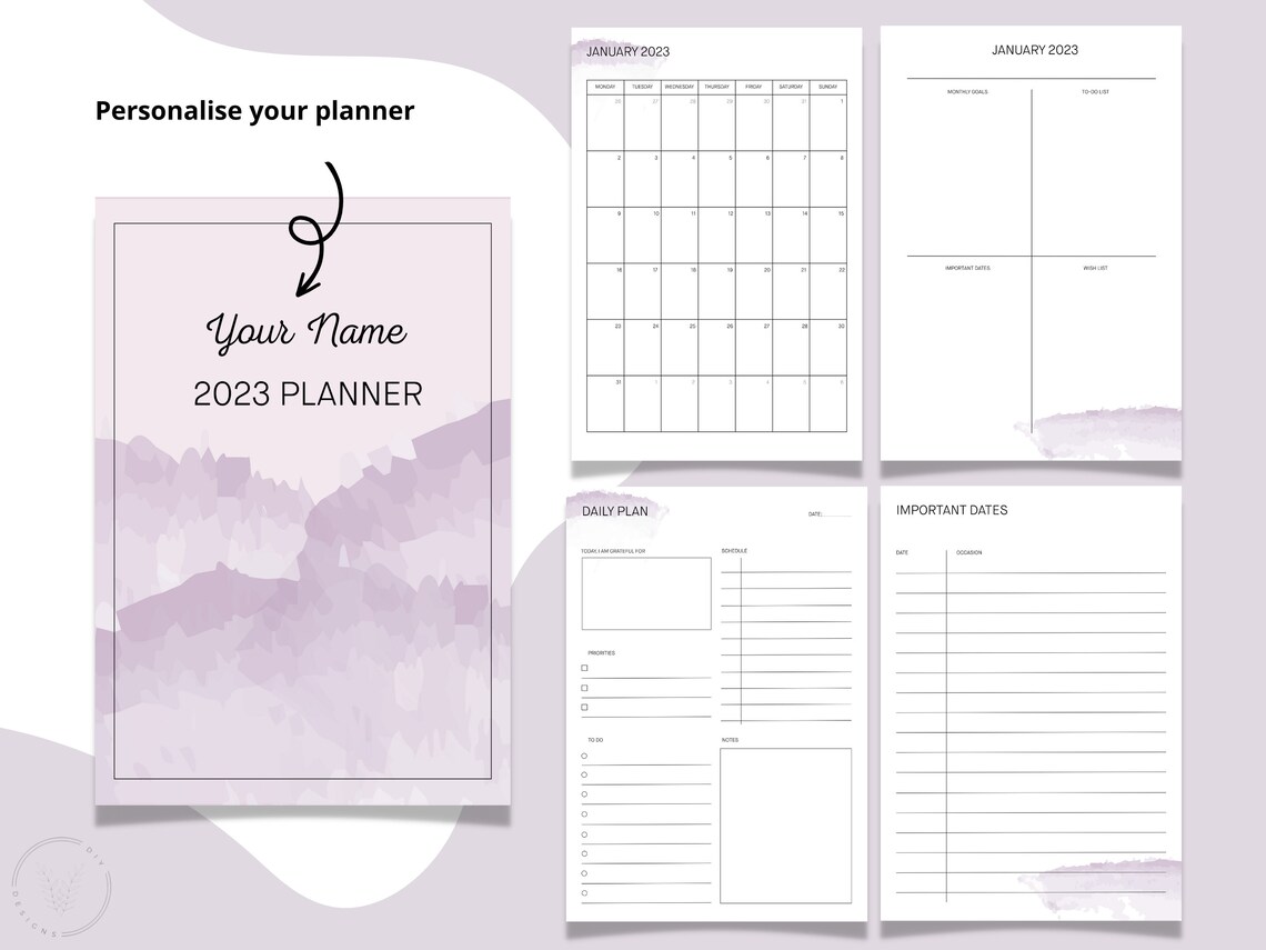 Digital Planner 2022 2023 2024 Fillable and Printable PDF Planner - Etsy