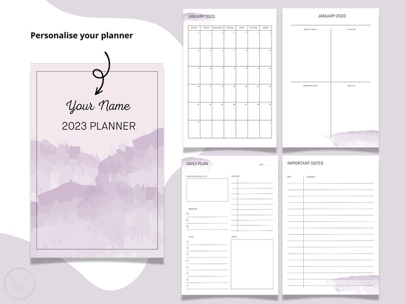 Digital Planner 2022 2023 2024 Fillable and Printable PDF Planner - Etsy
