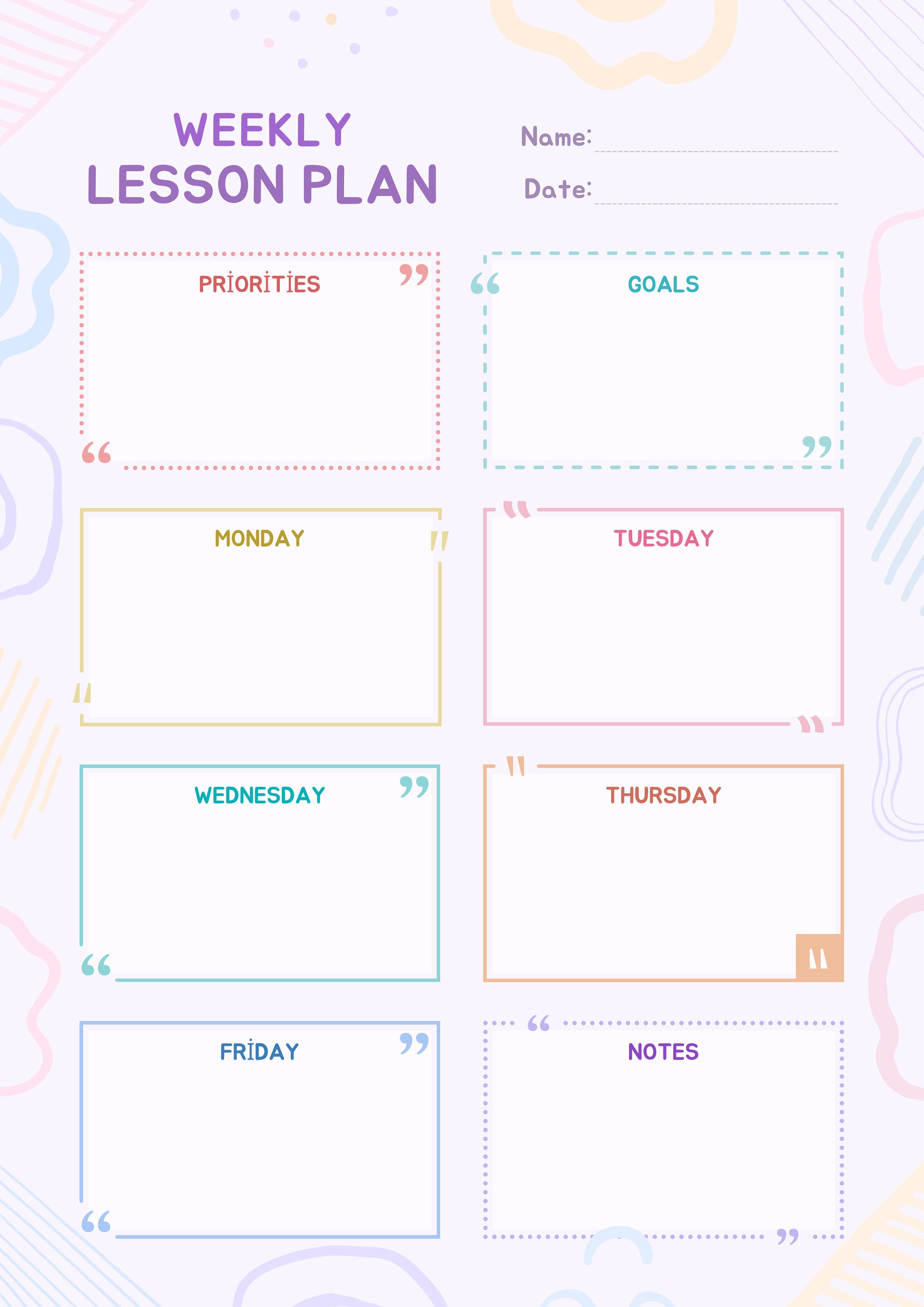 Weekly Study Planner Template - Etsy