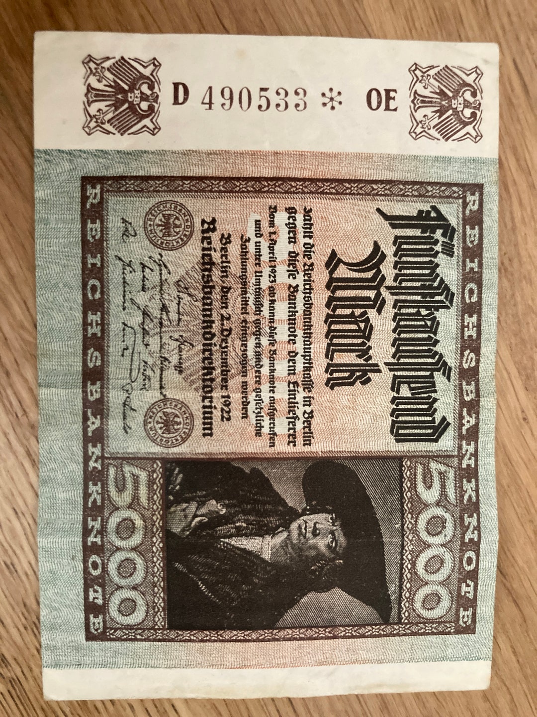 Reichsbanknote 5000 Mark From 1922 - Etsy