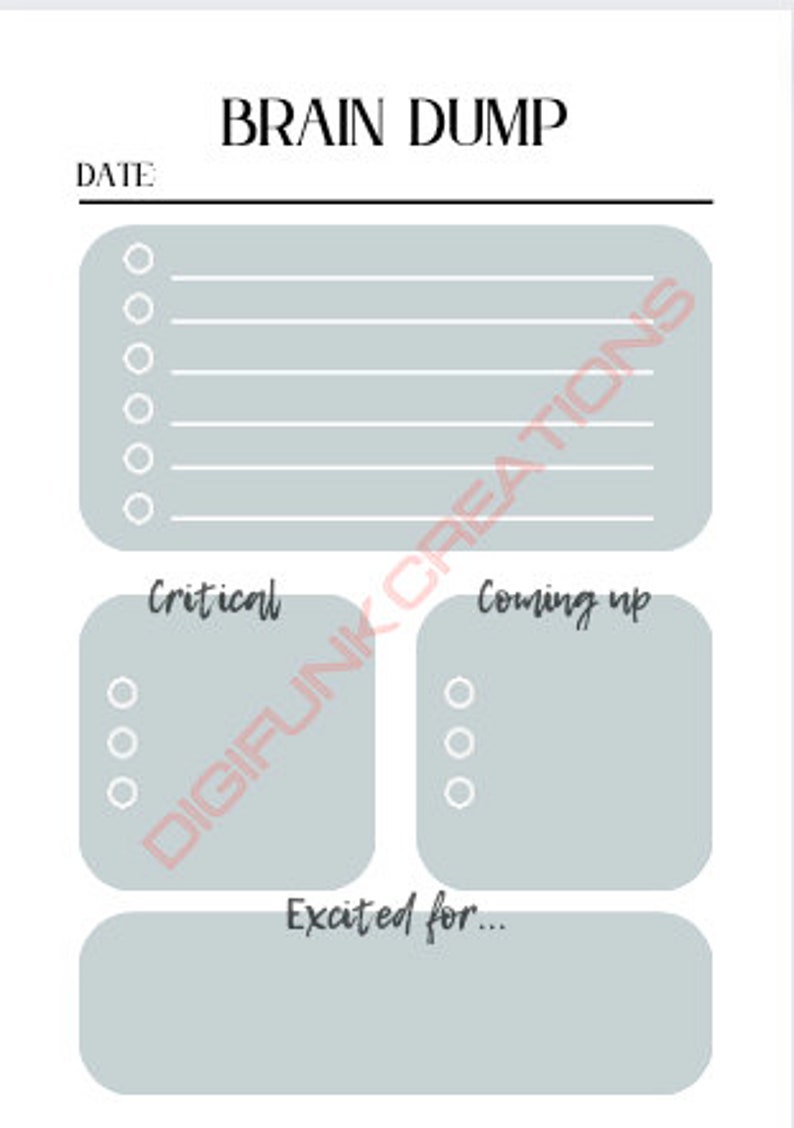 Brain Dump Template - Etsy