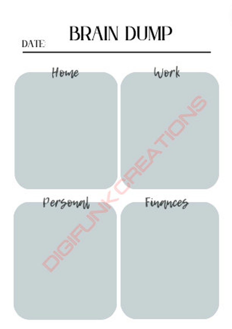 Brain Dump Template - Etsy