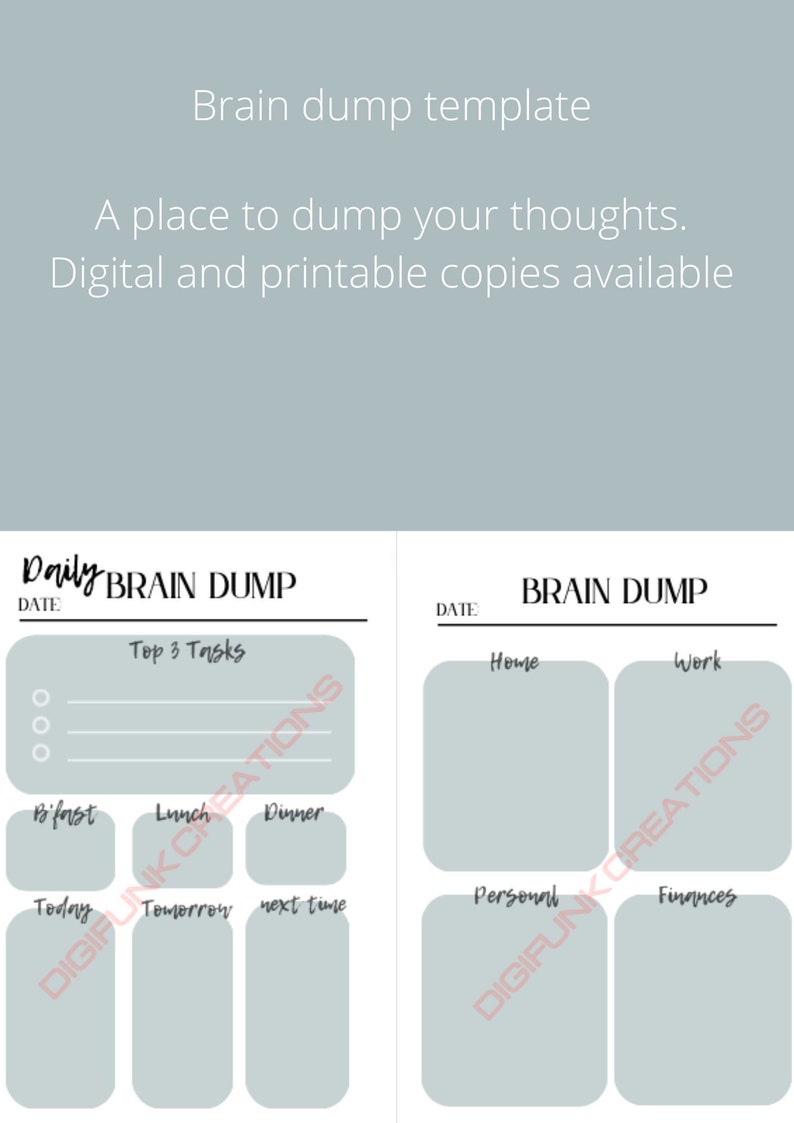 Brain Dump Template - Etsy