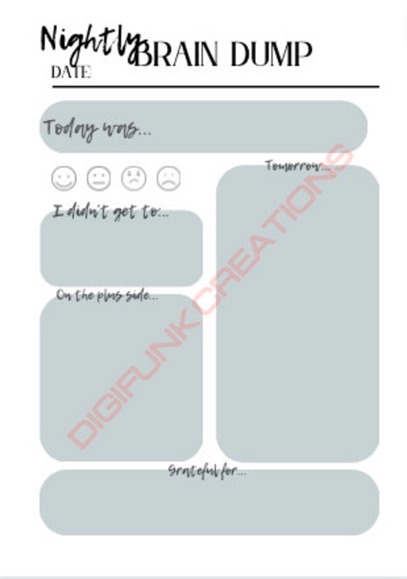 Brain Dump Template - Etsy