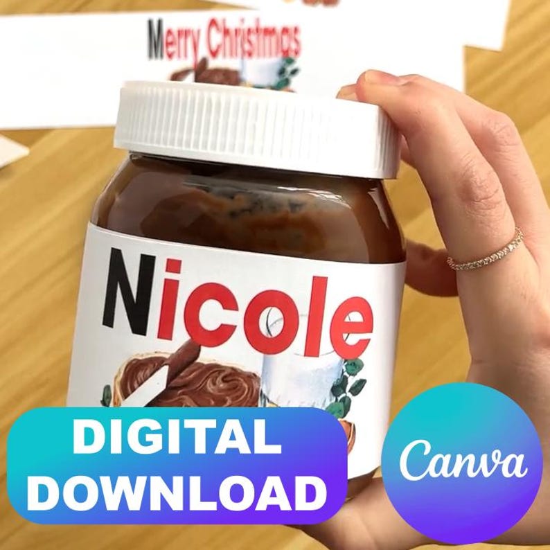 Personalized DIGITAL NUTELLA JAR Label, Customized Name Label, Funny ...