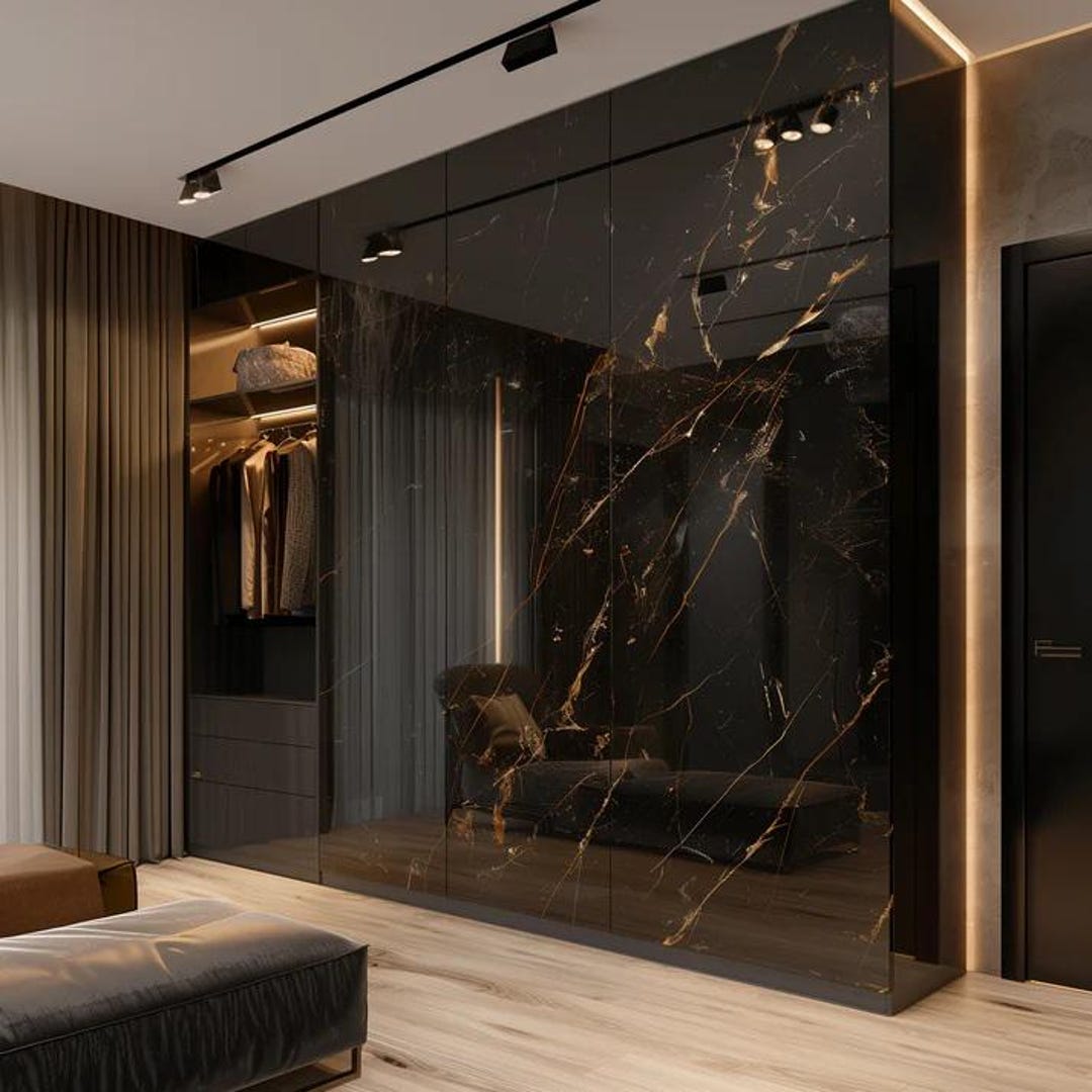 Marquinia Gold Black Marble Accent Wall. Tailor Made Artwork Panels ...