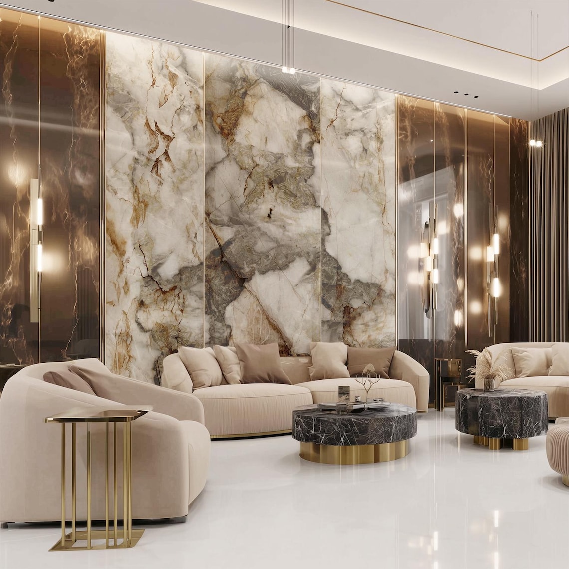 Marble Wall Panels Custom Made. Alabaster Model Arkdeko' Italy, Glued ...