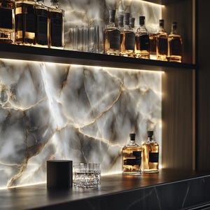 SAMPLE: Backlit Quartzite Artworks Panel, Lighting and Creative Marble ...