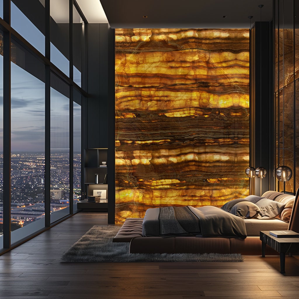 Onyx Gold Tailor Made Marble Artwork Panels From Italy. Sleekly Elevate ...