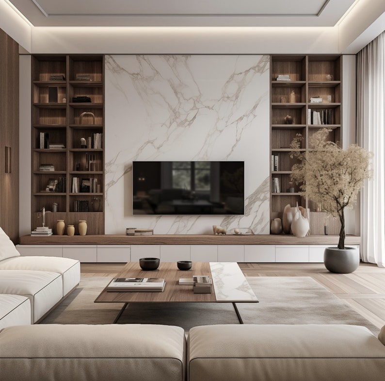 Tailor Made Marble Look Panels From Italy. Create a Calacatta TV Accent ...