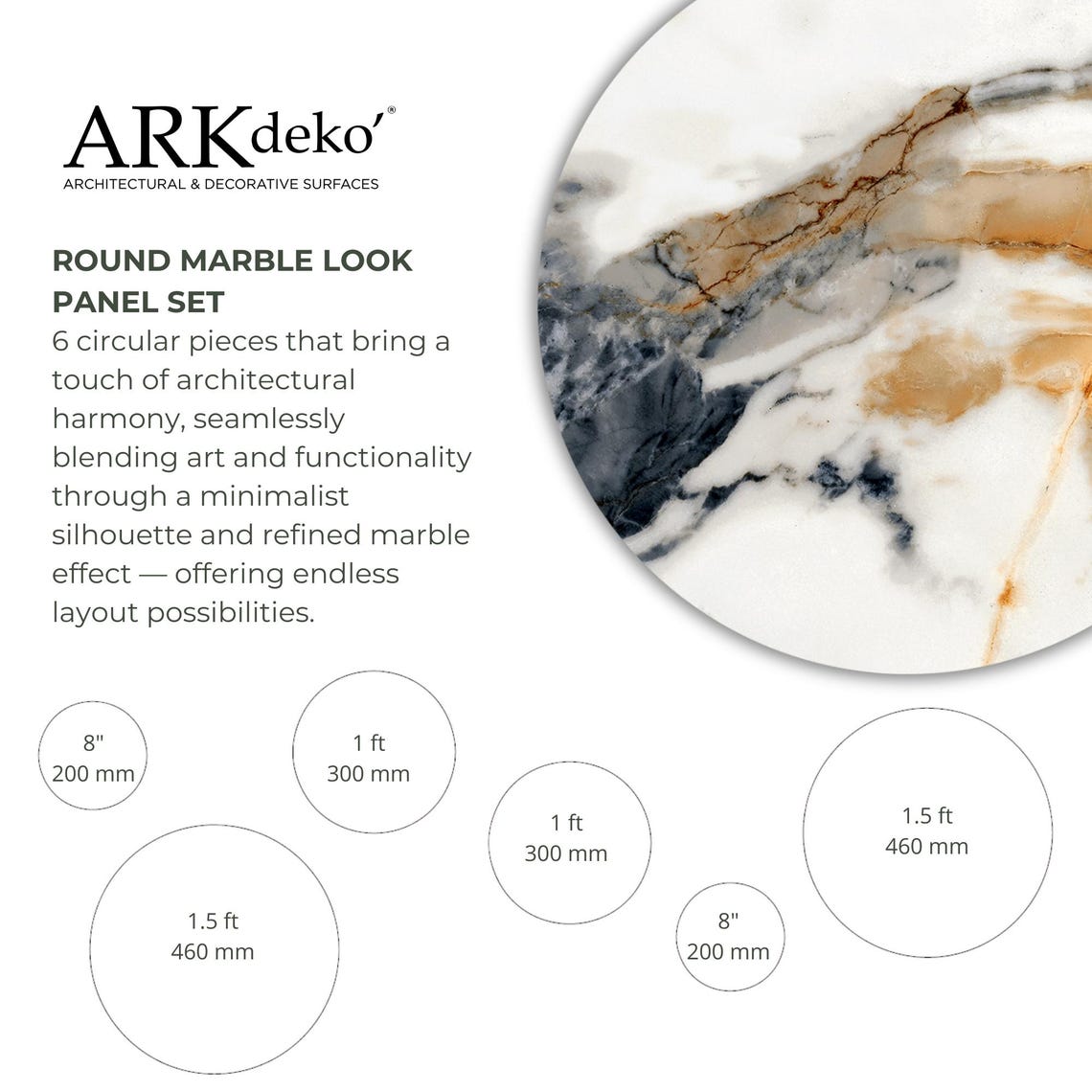 Round Wall Panels in Gold Effect | Set of Minimalist Wall Circles in ...