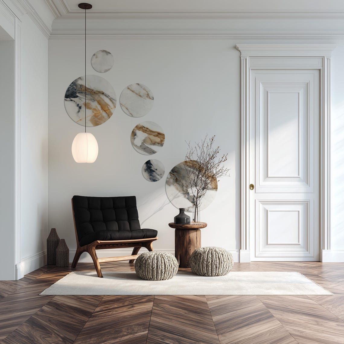 Round Wall Panels in Gold Effect | Set of Minimalist Wall Circles in ...