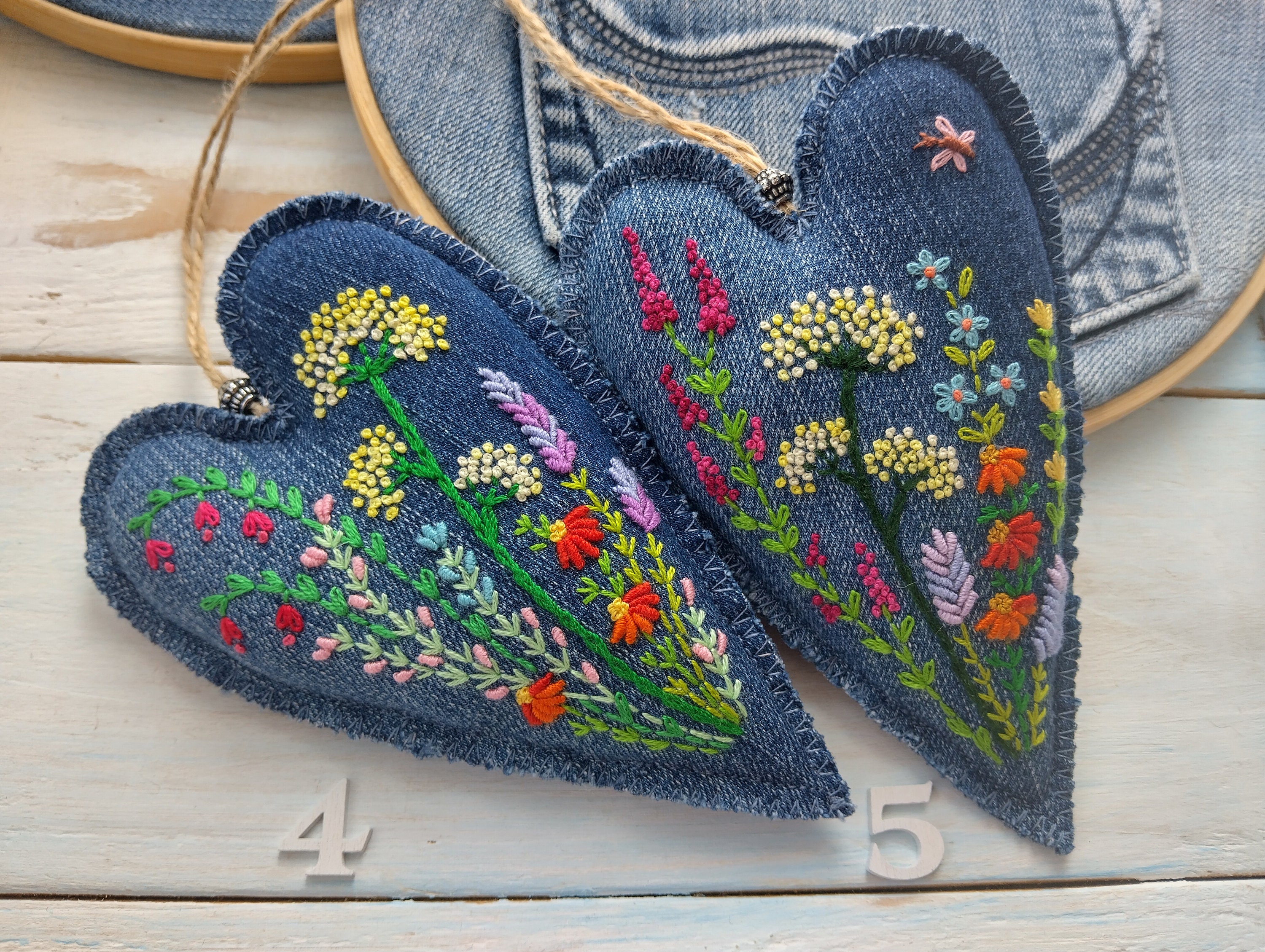 Denim Heart, Embroidery Denim Heart, Valentine's Day Gift, Love Gift ...