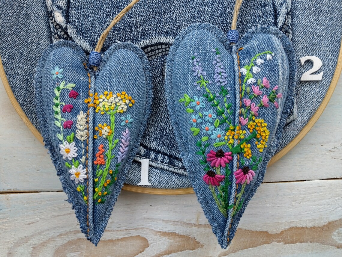 Denim Heart, Embroidery Denim Heart, Valentine's Day Gift, Love Gift ...