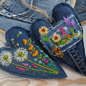 Denim Heart, Embroidery Denim Heart, Valentine's Day Gift, Love Gift ...