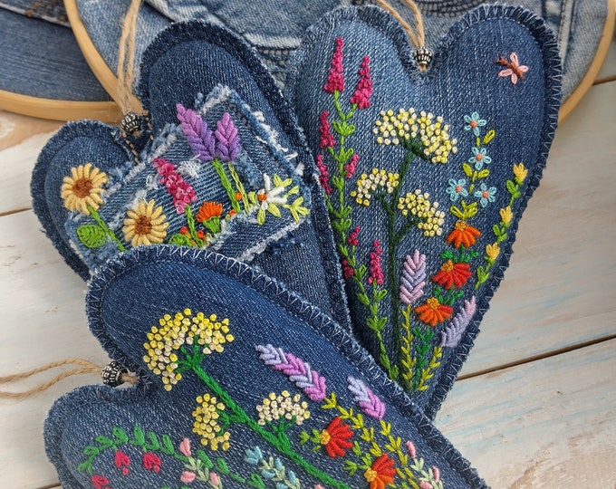 Denim Heart, Embroidery Denim Heart, Valentine's Day Gift, Love Gift ...