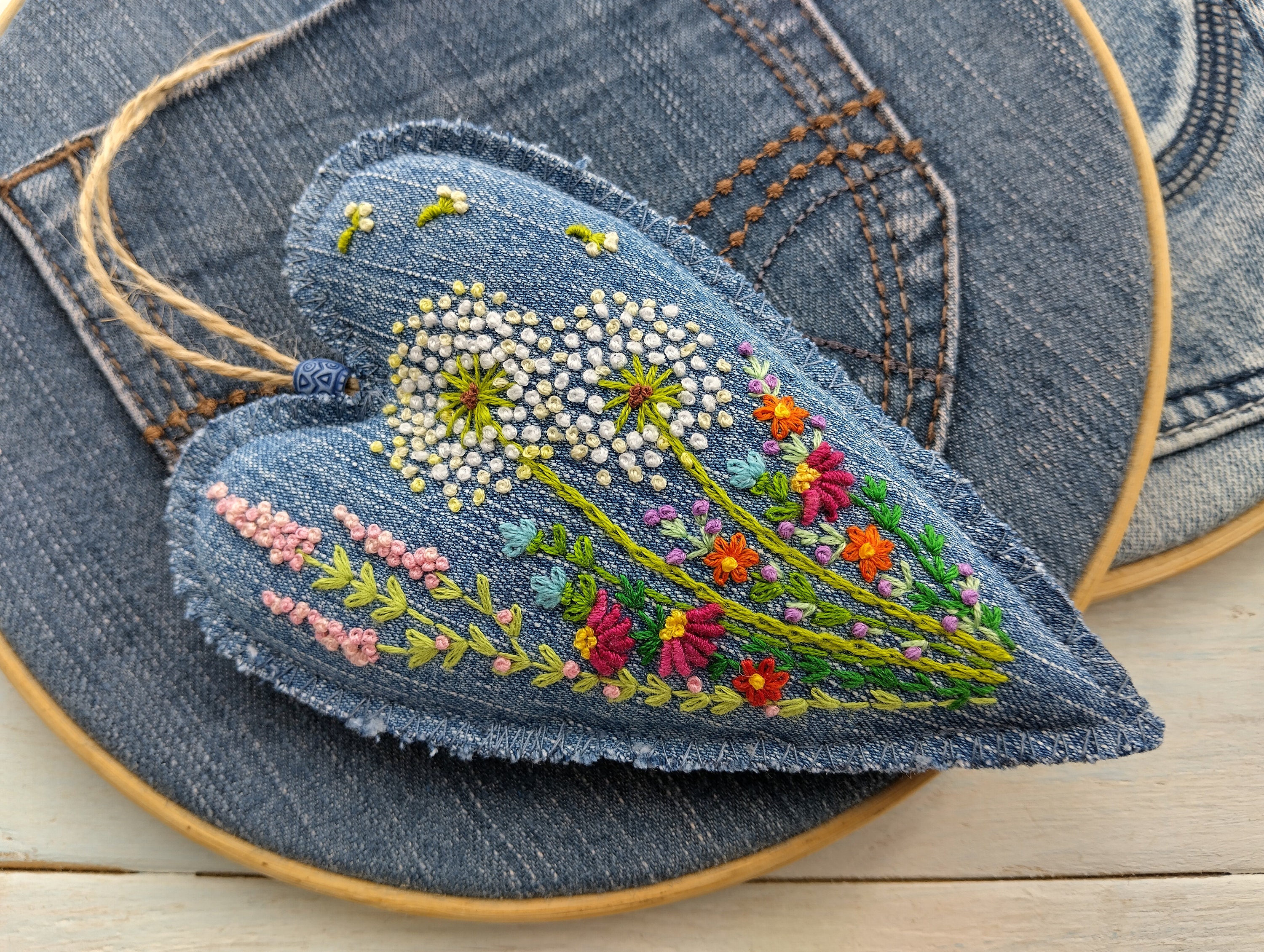 Denim Heart, Embroidery Denim Heart, Valentine's Day Gift, Love Gift ...
