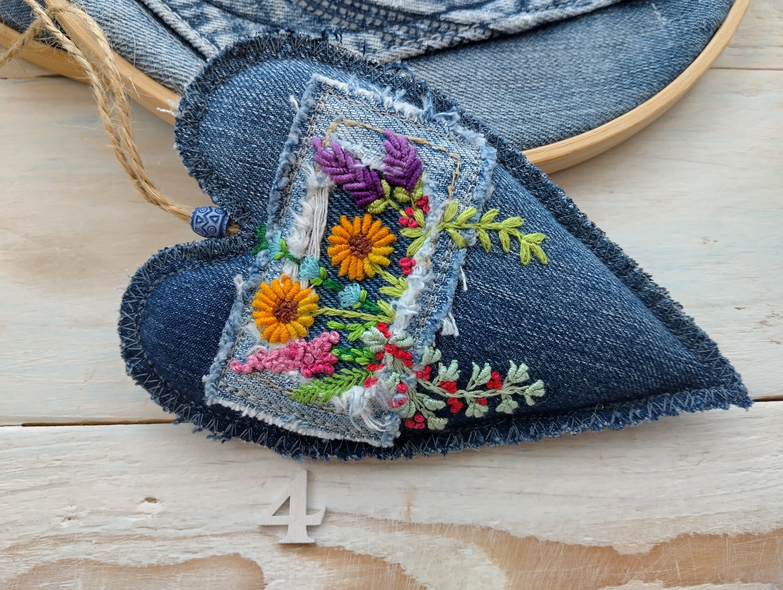 Denim Heart, Embroidery Denim Heart, Valentine's Day Gift, Love Gift ...