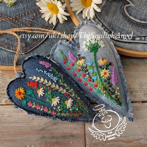 Denim Heart, Embroidery Denim Heart, Boho, Valentine's Day Gift, Love ...