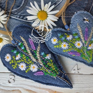 Denim Heart, Embroidery Denim Heart, Valentine's Day Gift, Love Gift ...