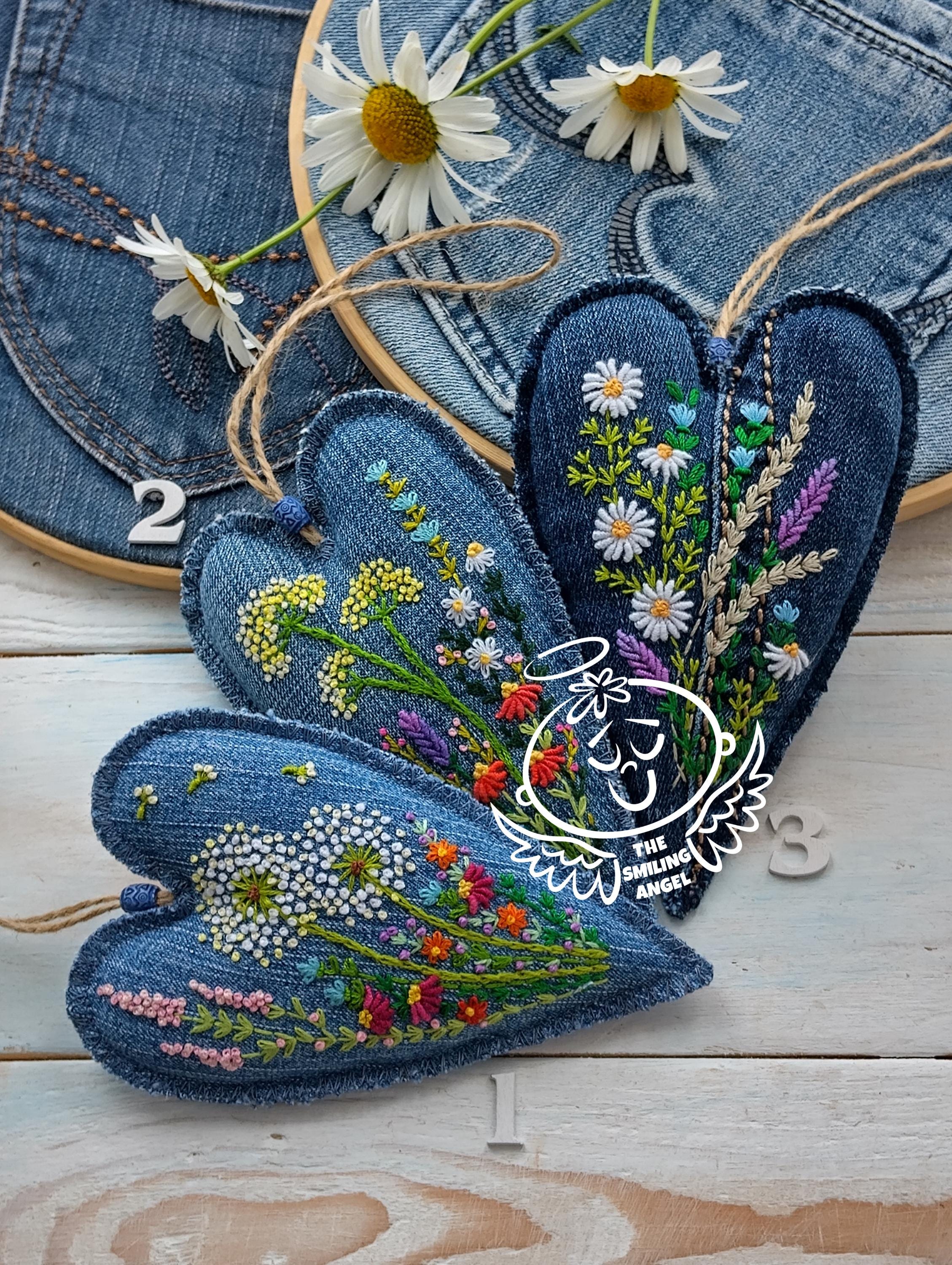 Denim Heart, Embroidery Denim Heart, Valentine's Day Gift, Love Gift ...