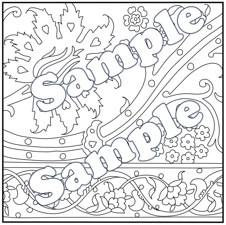 16th Century Islamic Art Tile Pattern Printable Black and White Line ...