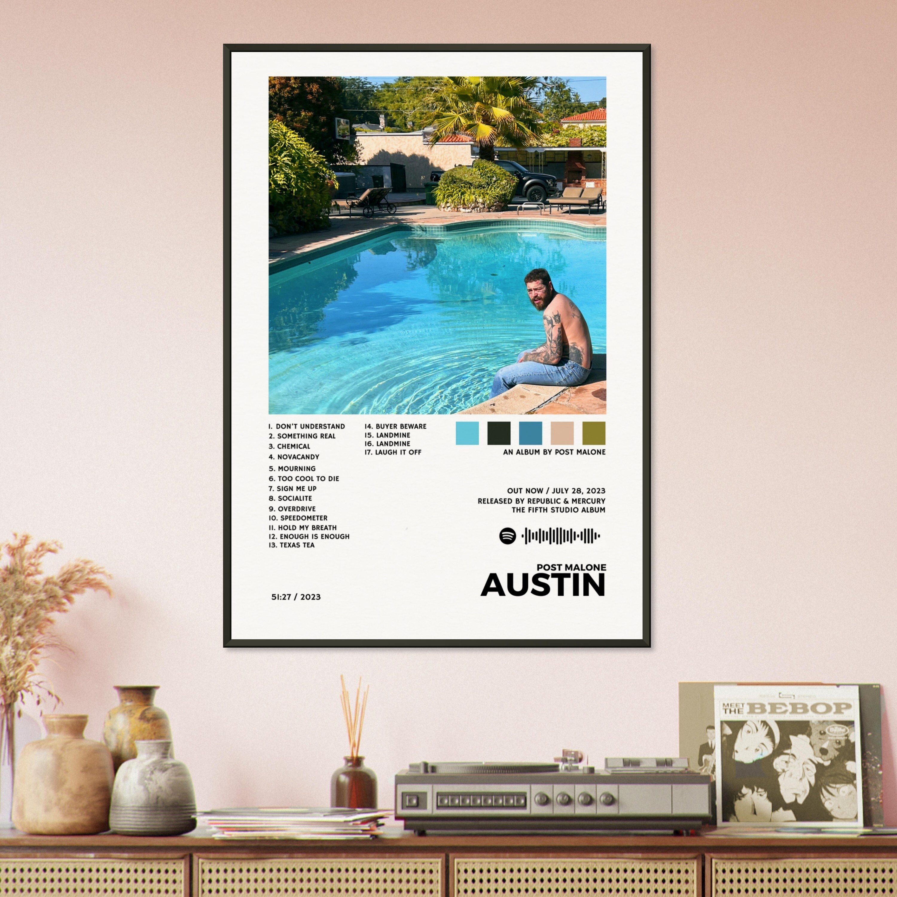 Post Malone - Austin | Spotify Album Poster, Wall Decor, Music Print ...