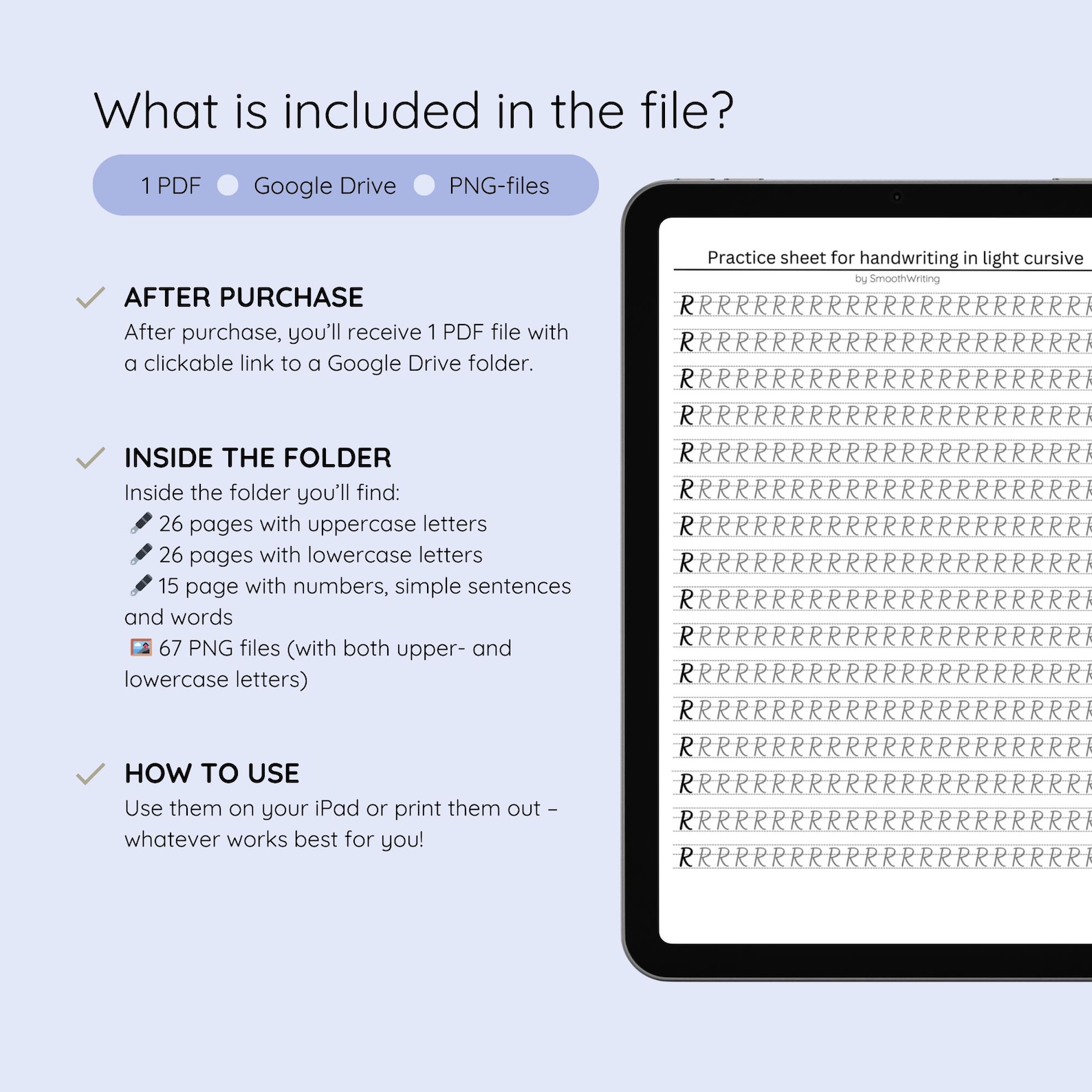Cursive Handwriting Practice Sheets – 63 Page Digital Download for iPad ...