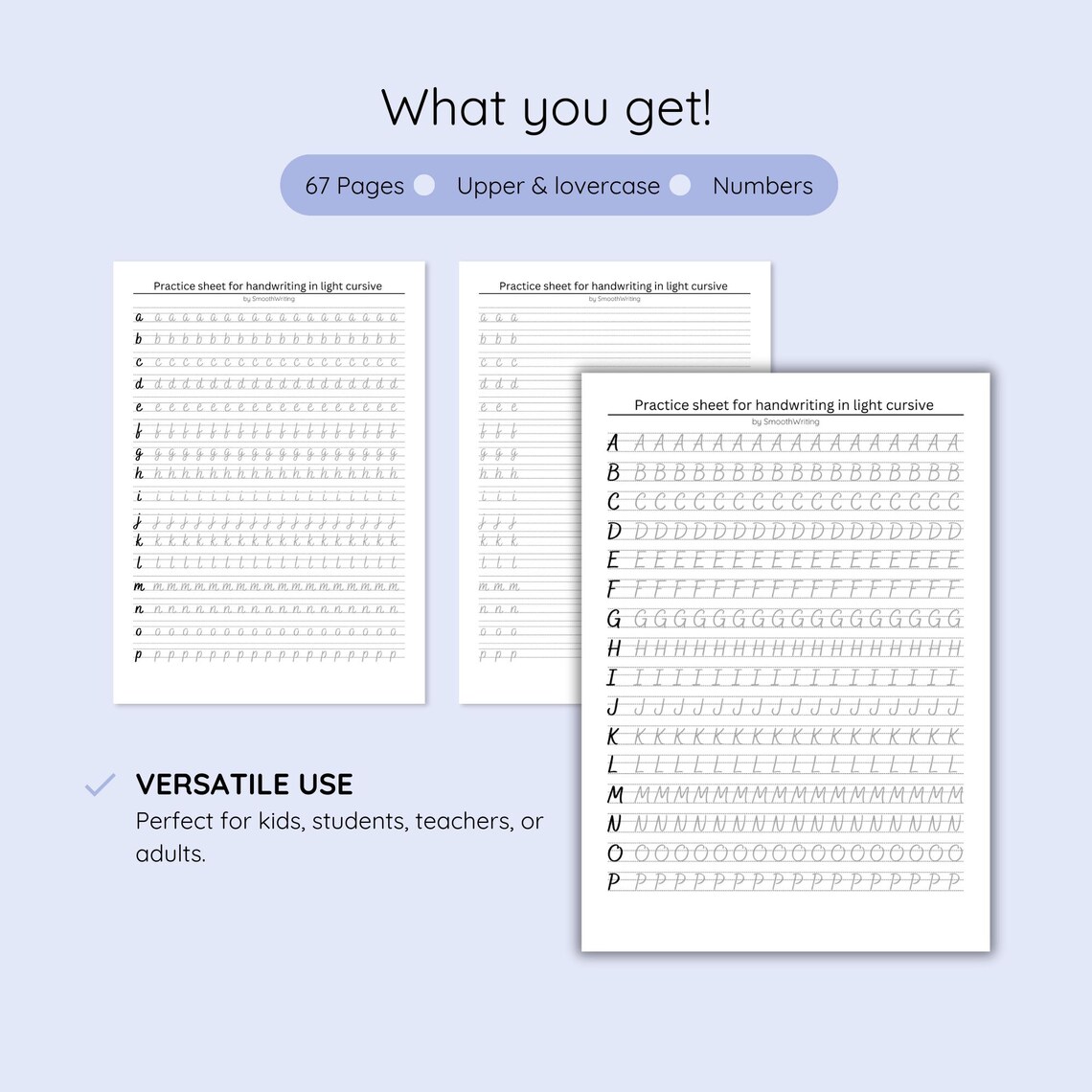 Cursive Handwriting Practice Sheets – 63 Page Digital Download for iPad ...