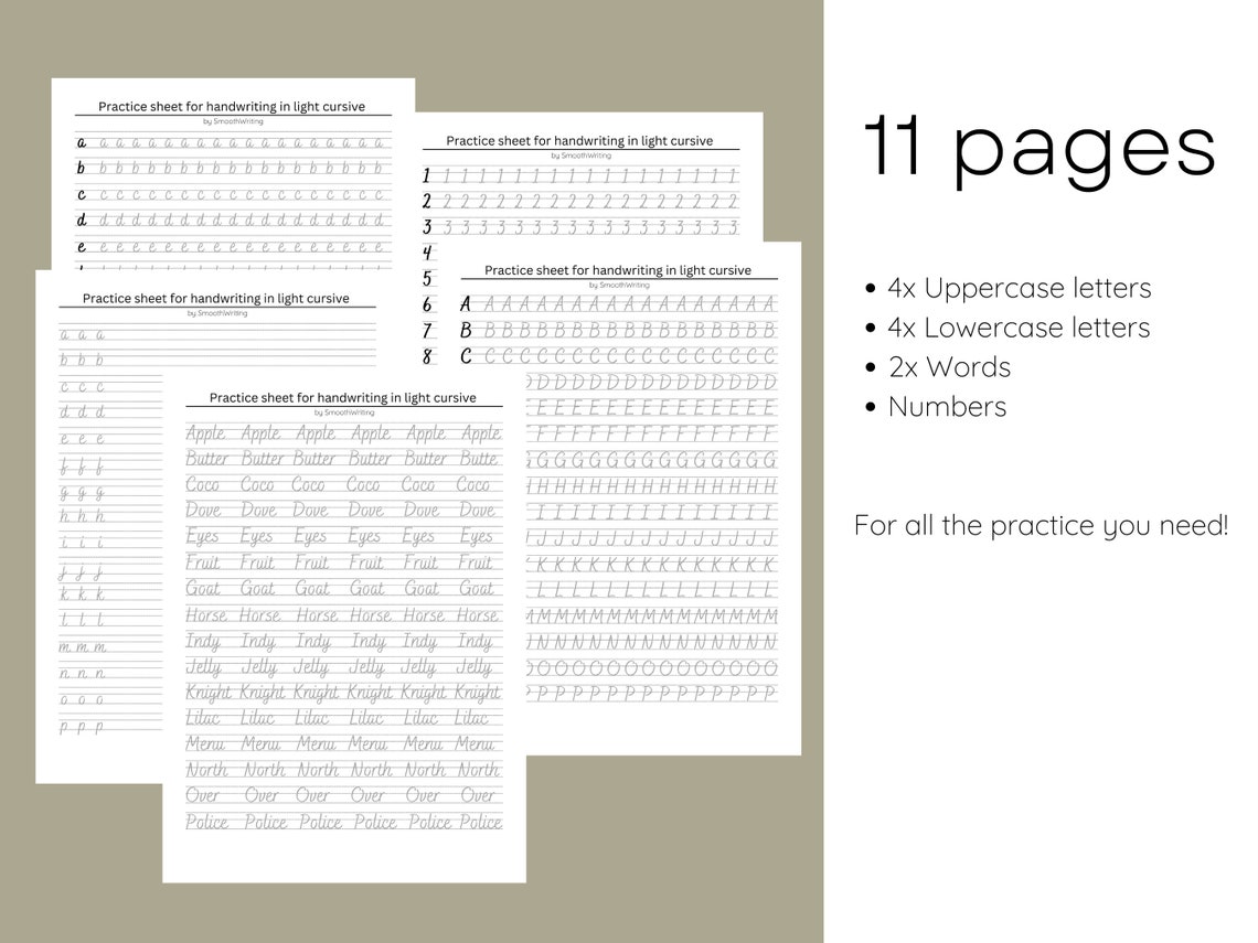 Cute Cursive Printable Handwriting Practice Sheet for All Ages - Etsy