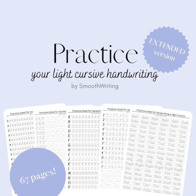 Cursive Handwriting Practice Sheets – 63 Page Digital Download for iPad ...