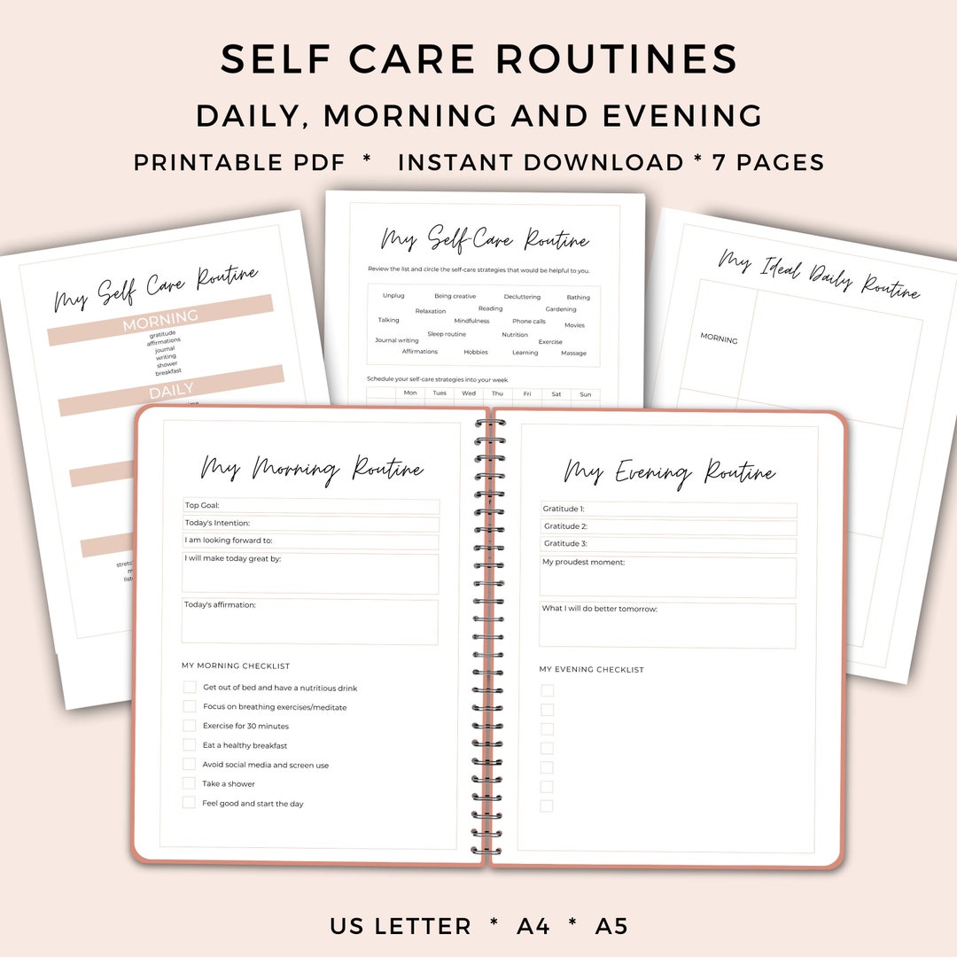 Self Care Daily Routine, Printable PDF, Morning Intention, Evening ...