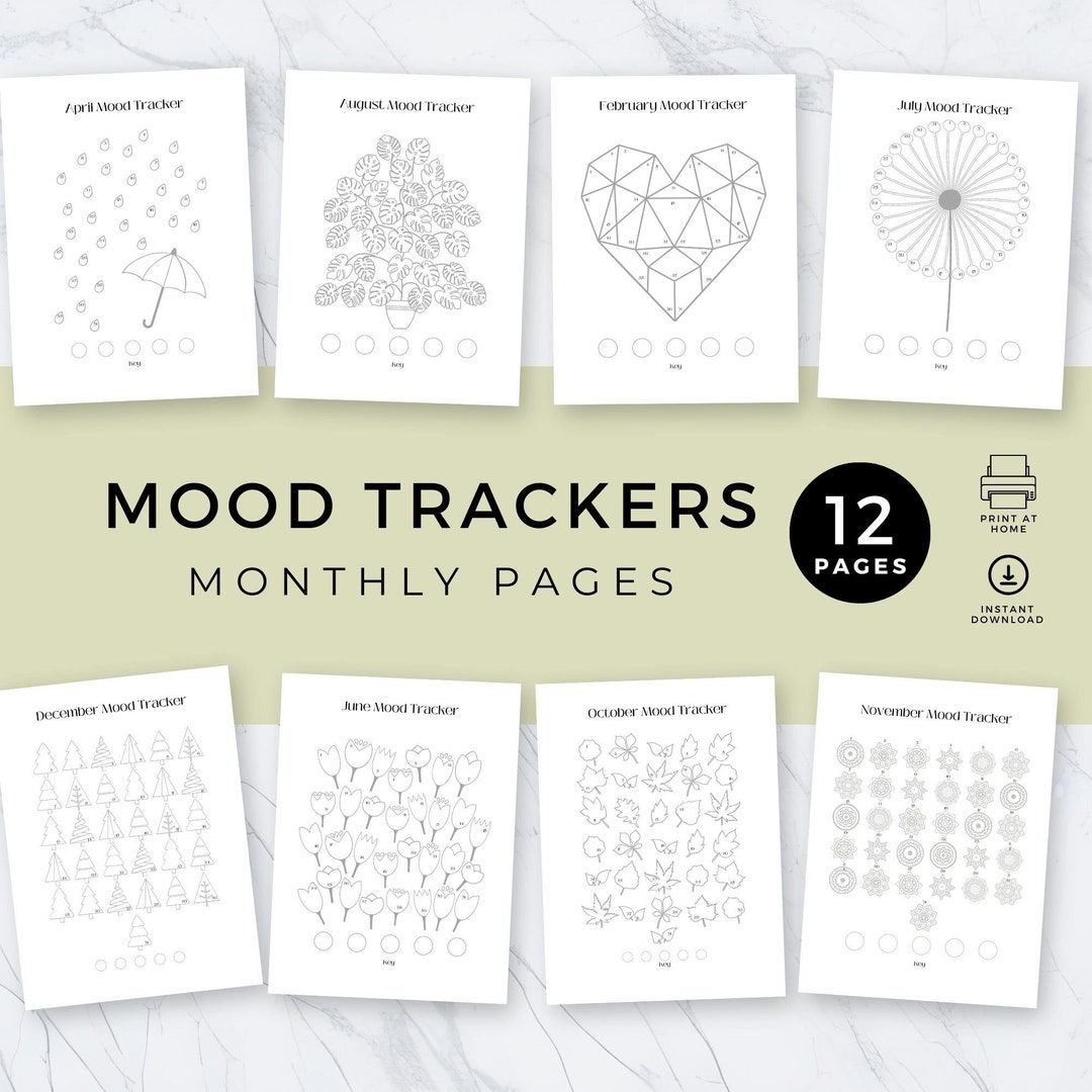 Mood Tracker Journal 2024, Yearly Bujo Planner Inserts, Daily Self Care ...