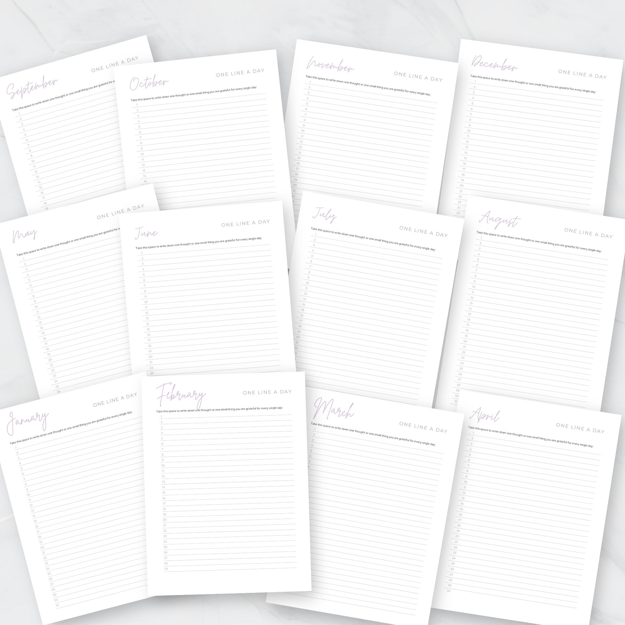 One Line A Day Journal Printable, Gratitude Worksheets PDF, Daily 5 ...