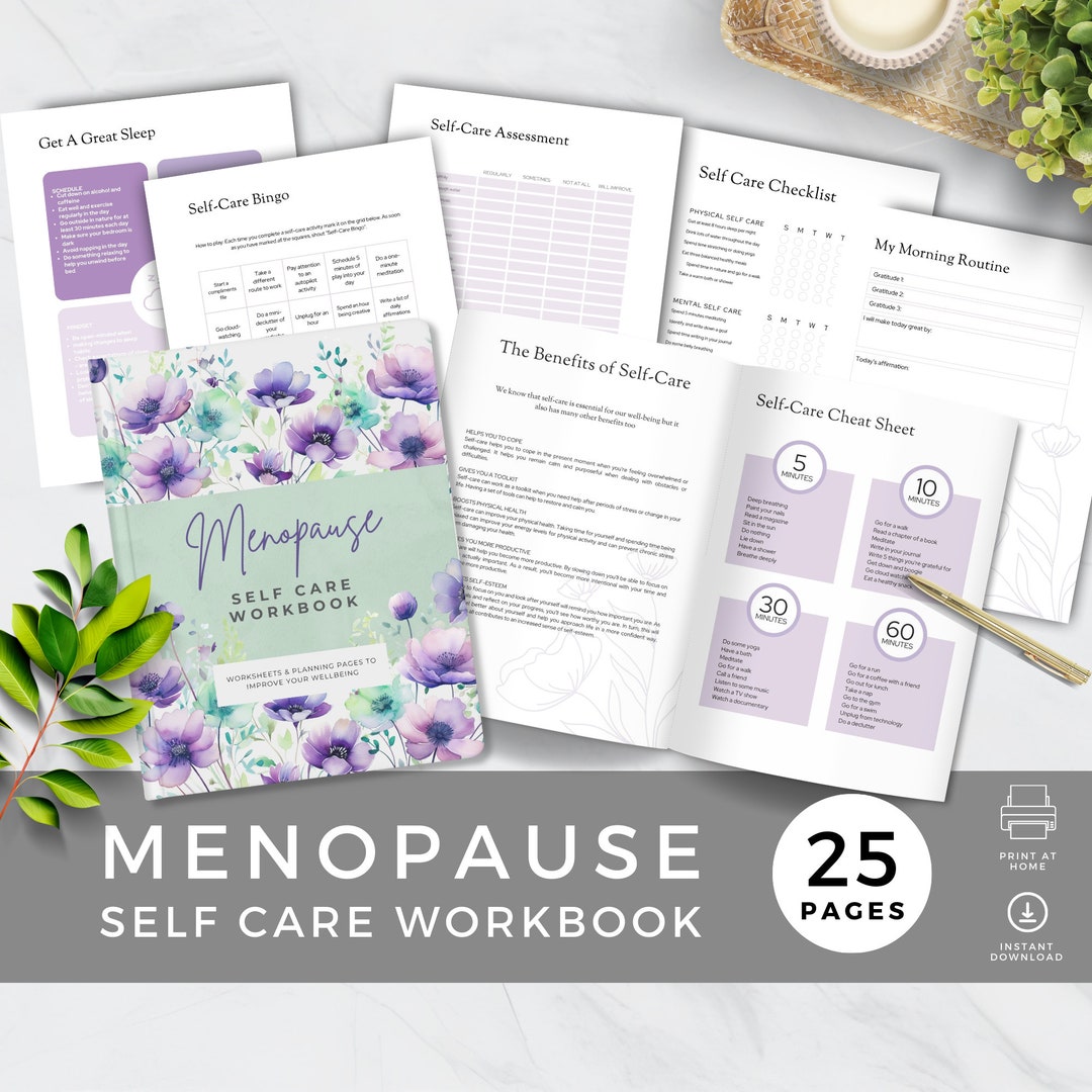 Menopause Self Care Workbook, Printable PDF, Self-care Ideas, Routines and Checklists ...