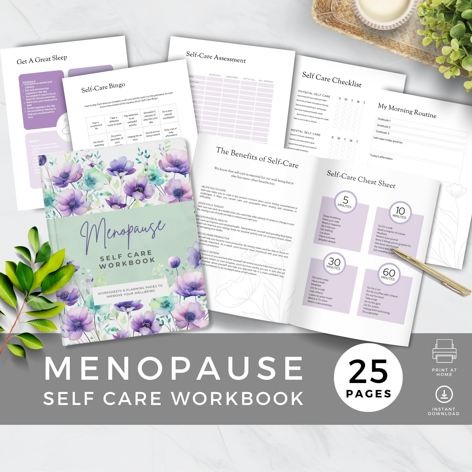 Menopause Self Care Workbook, Printable PDF, Self-care Ideas, Routines ...