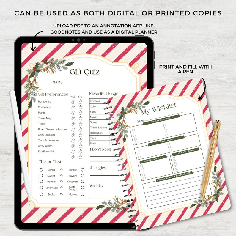 Christmas Wish List for Family, Holiday Wishlist Checklist, Secret ...