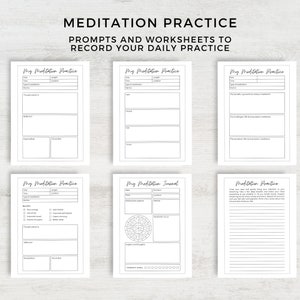 Meditation Journal, Printable & Digital, Daily Practice Workbook ...