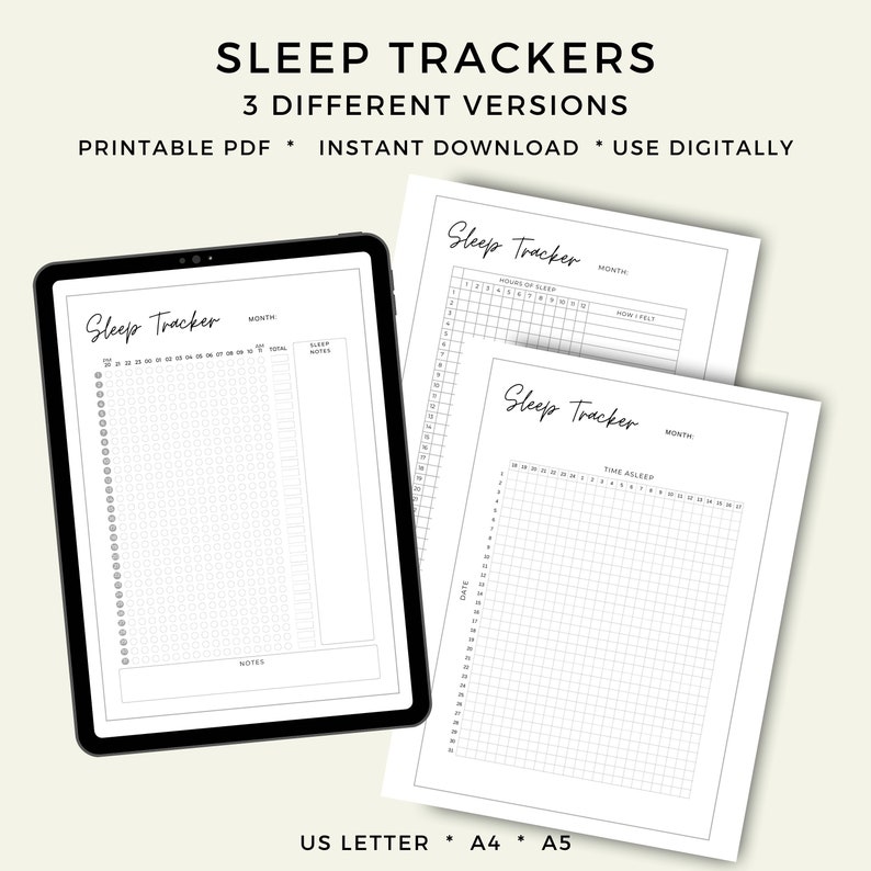 Monthly Sleep Tracker, Sleeping Chart, Daily Habit Log, Bujo Journal ...