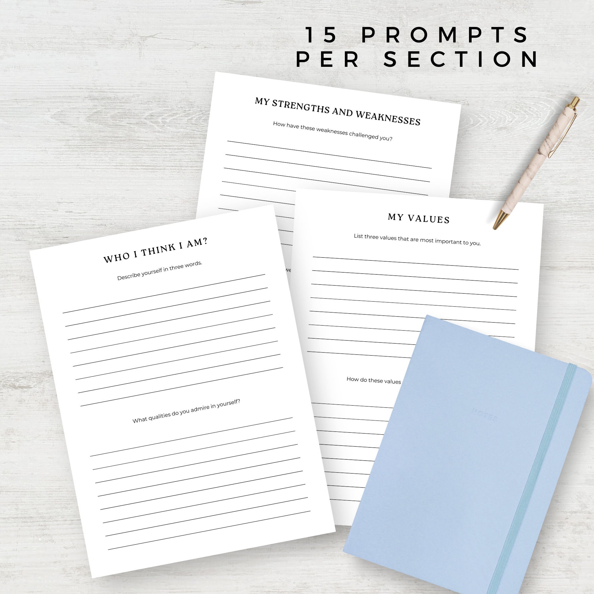 Guided Journal for Men, Who Am I Workbook, Self Discovery Worksheets ...