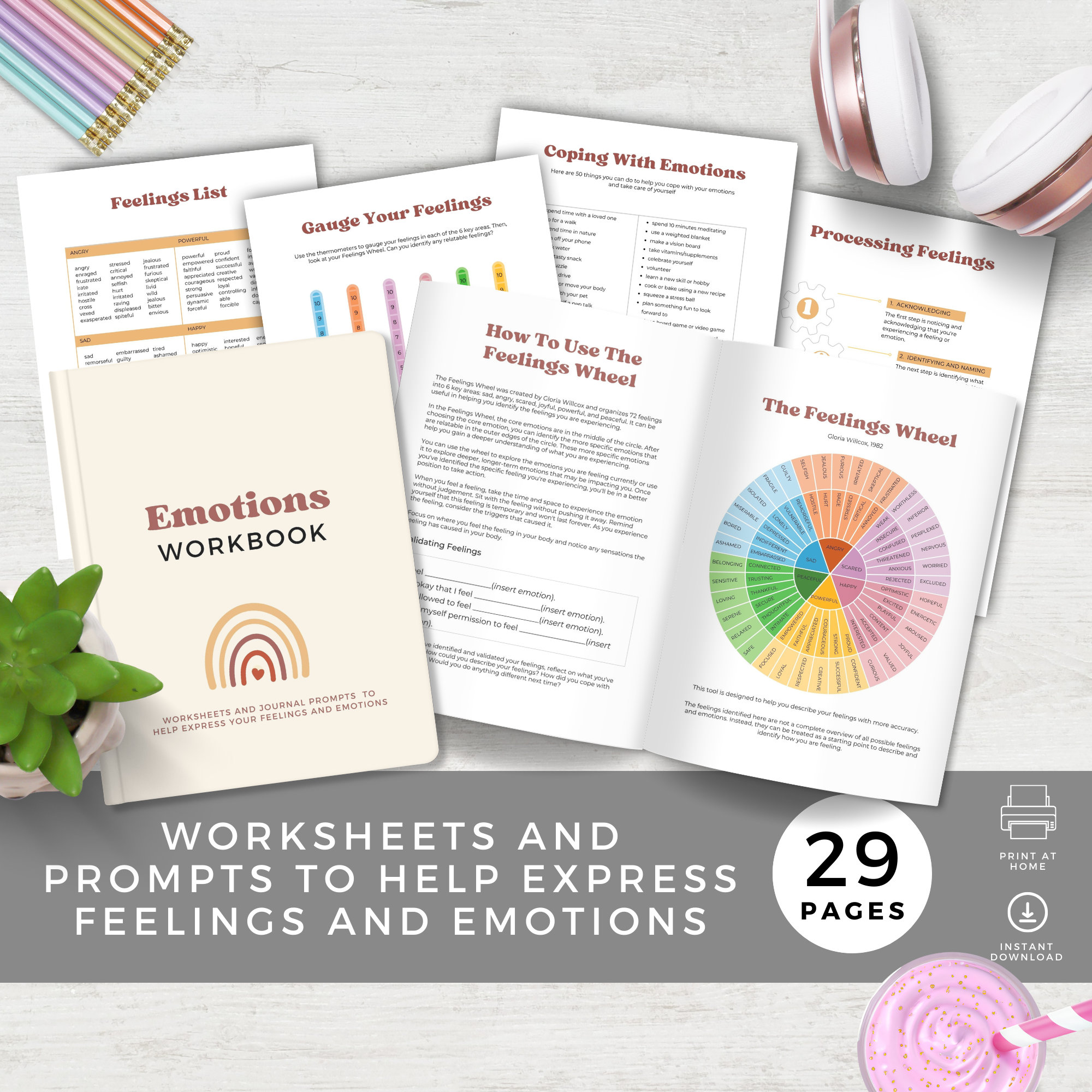 Processing Emotions Worksheets for Teens, Printable List of Emotions ...