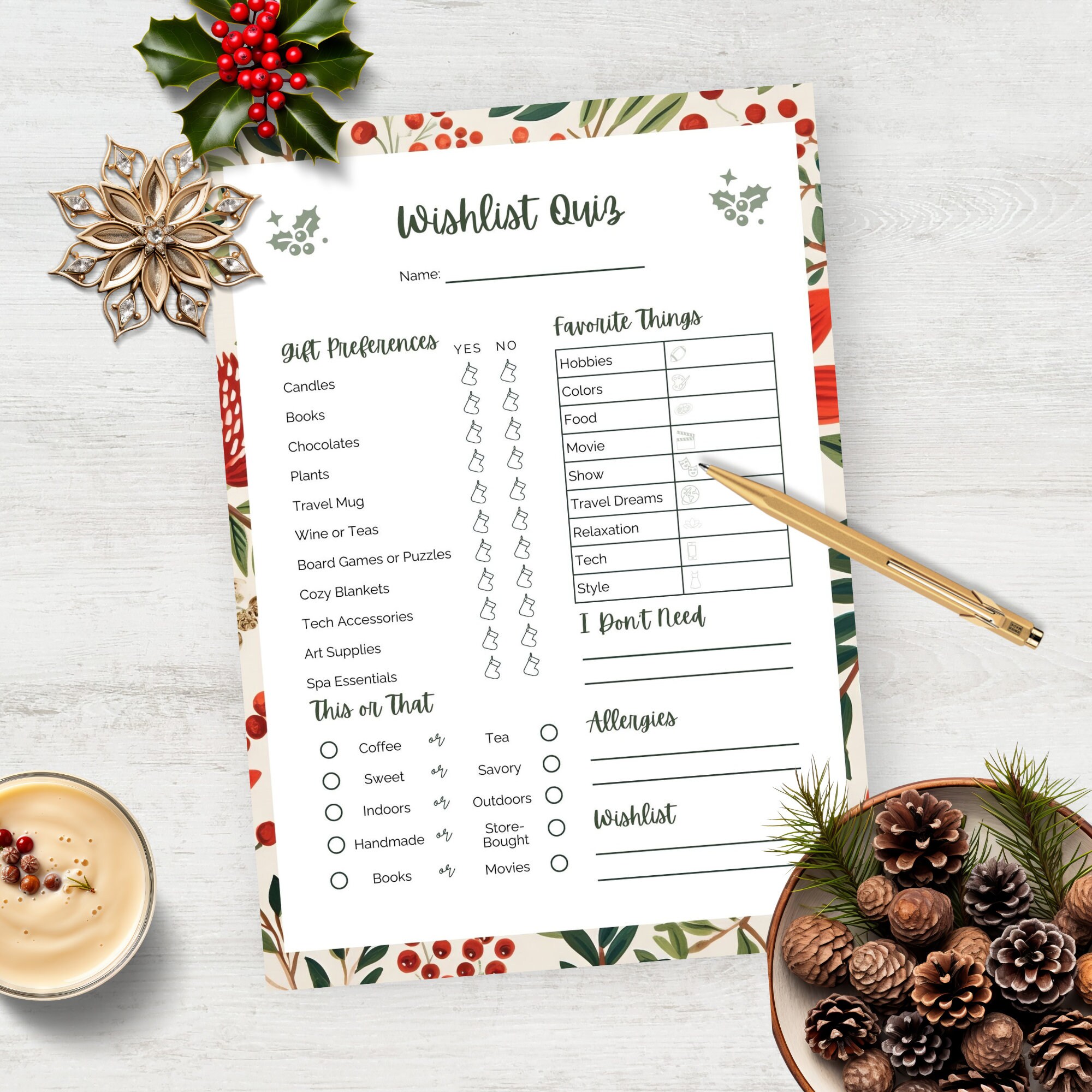 Secret Santa Quiz, Gift Exchange Questionnaire, Family Christmas Wish ...