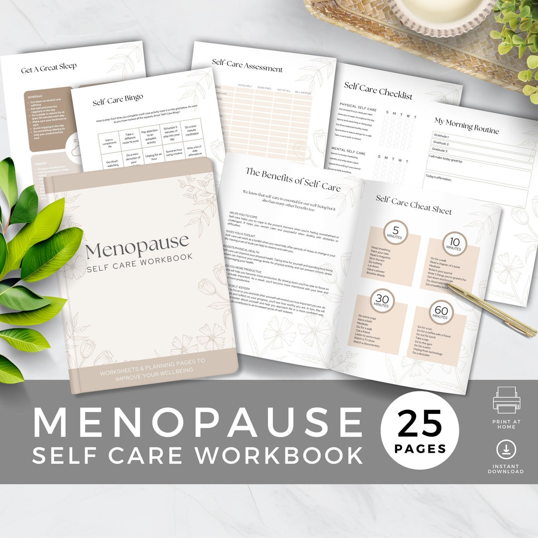 Menopause Self Care Workbook, Printable PDF, Self-care Ideas, Routines and Checklists ...